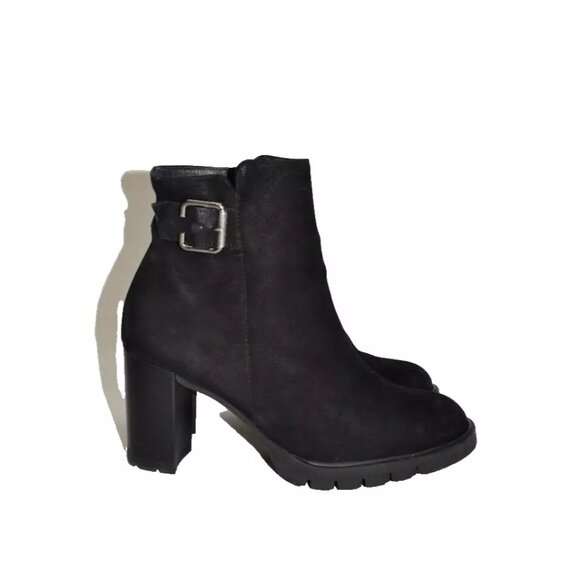 Paul Green | Shoes | Nwt 55 Paul Green Selma Lug Sole Bootie Buckle Black Nubuck 45 Au 7 Us Td4 ...